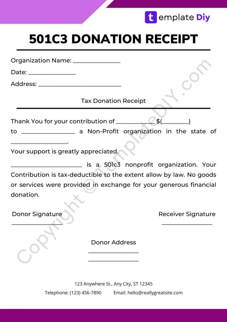 IRS-Compliant 501c3 Donation Receipt Template – Download Now