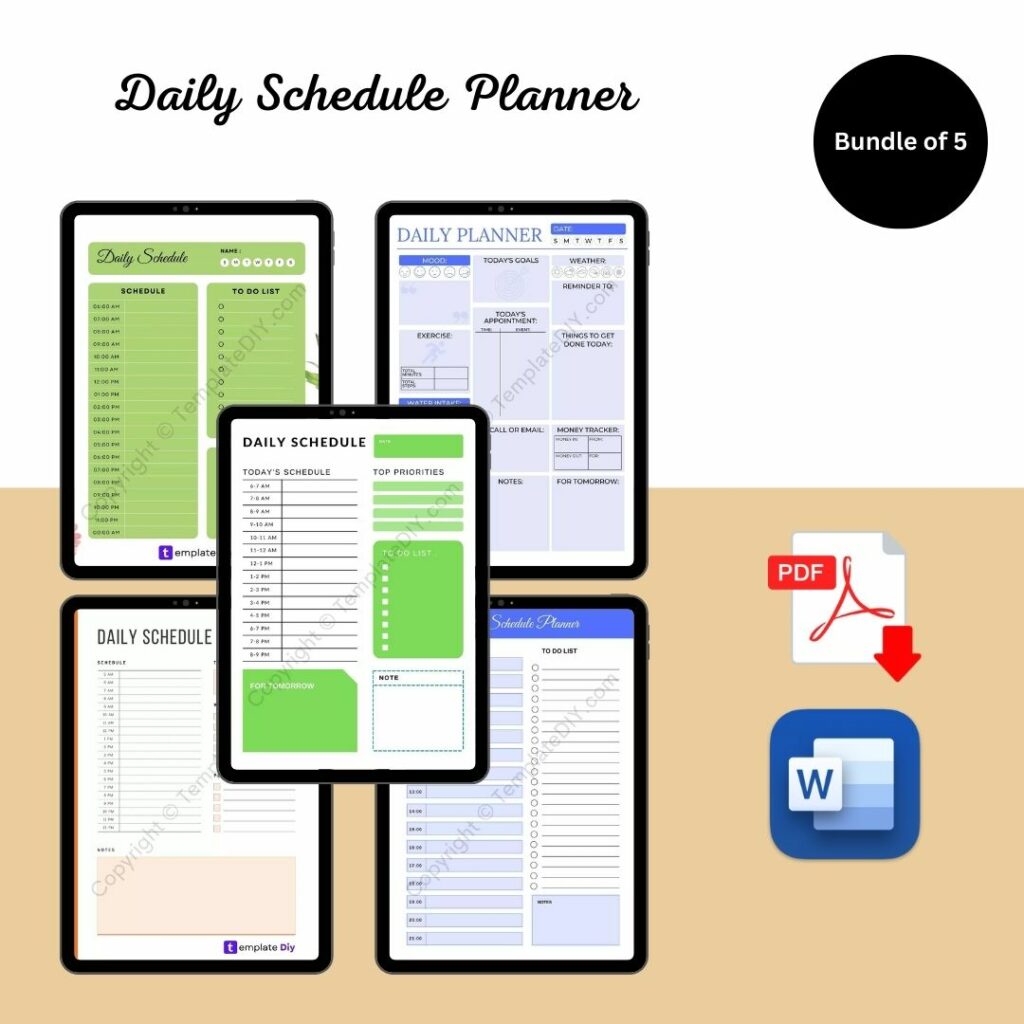 Routine Planner Template Printable PDF, Word, Excel