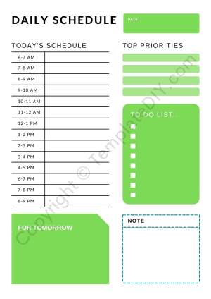 Daily Schedule Planner Printable Template PDF, Word, Excel