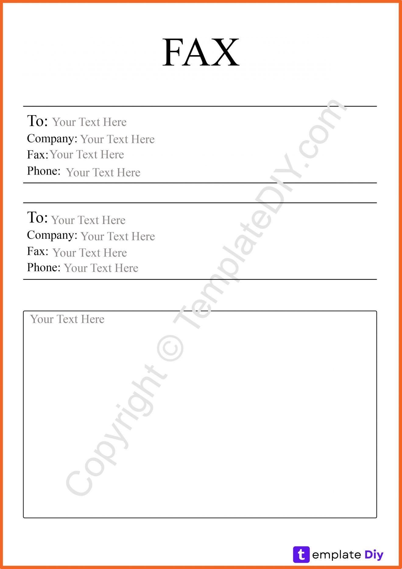 Professional Fax Cover Sheet Template Printable PDF, Word