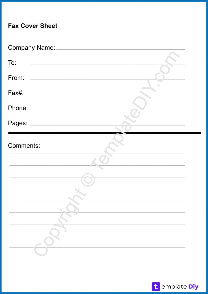 Generic Fax Cover Sheet Template Printable | PDF Word