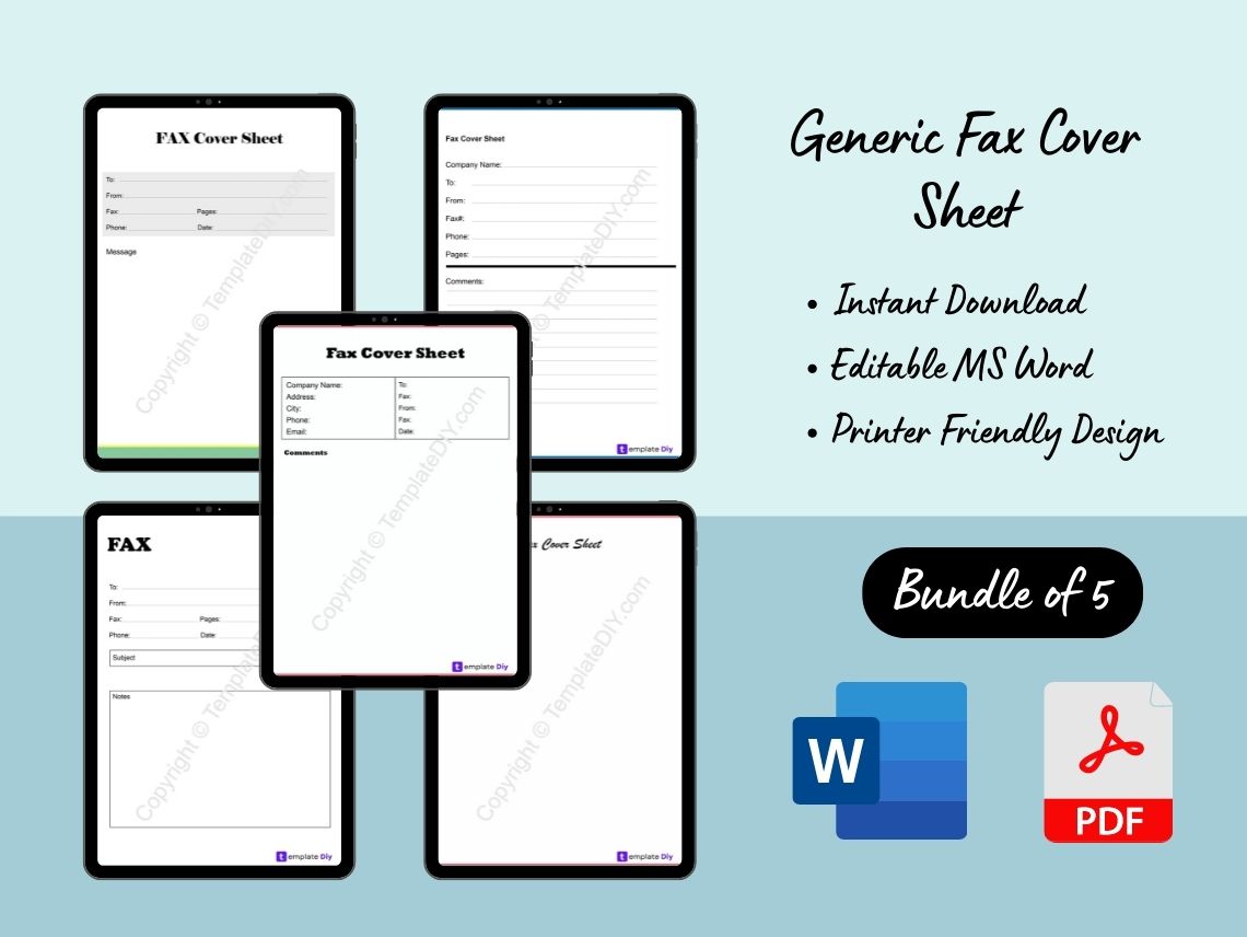 Generic Fax Cover Sheet Template Printable | PDF Word