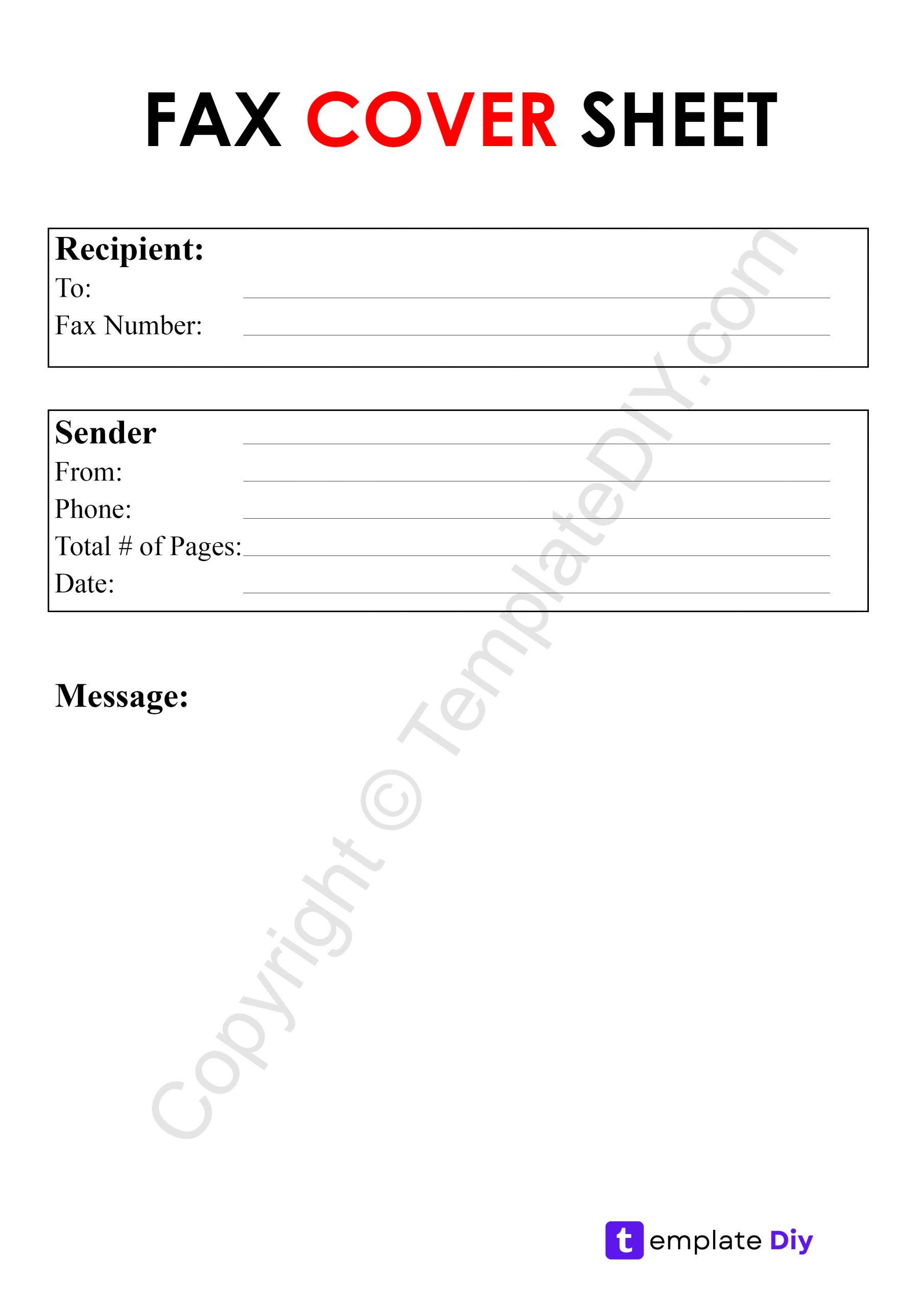 IRS Fax Cover Sheet Template Printable in PDF & Word