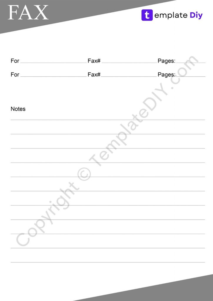Personal Fax Cover Sheet Template Printable PDF, Word