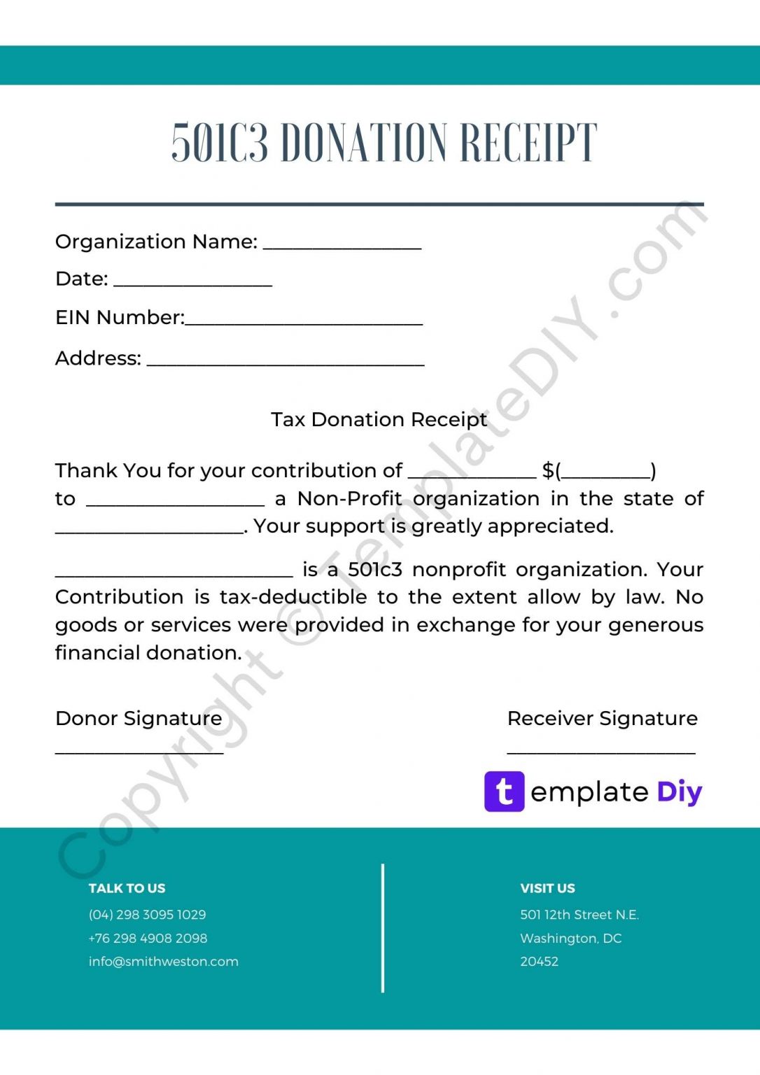 IRS-Compliant 501c3 Donation Receipt Template – Download Now