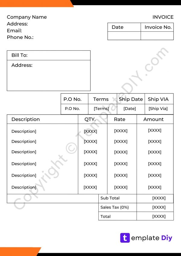 QuickBooks Invoice Template Printable PDF, Excel, Word