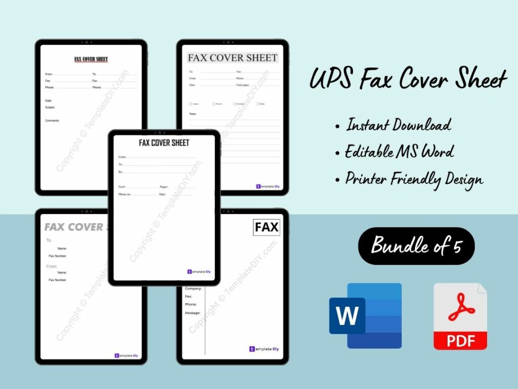 UPS Fax Cover Sheet Template | Printable PDF & Word