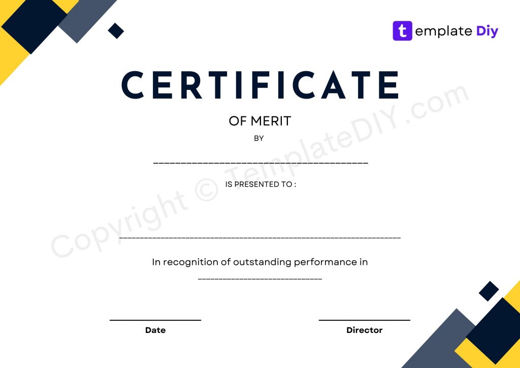 Certificate of Merit Template Printable in PDF, Word