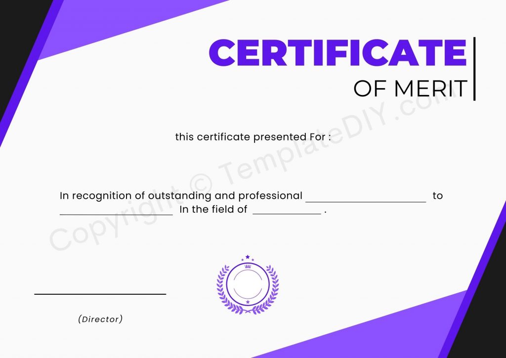 Certificate of Merit Template Printable in PDF, Word