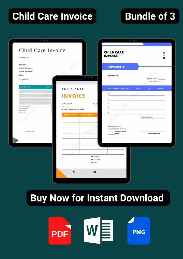 Child Care Service Invoice Template | Editable Format