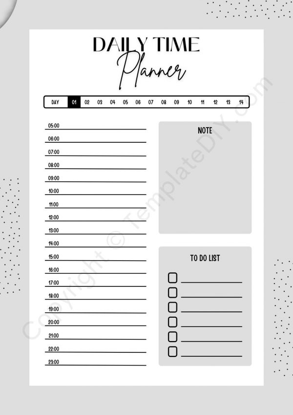 Daily Time Planner Printable Template in PDF, Word, Excel