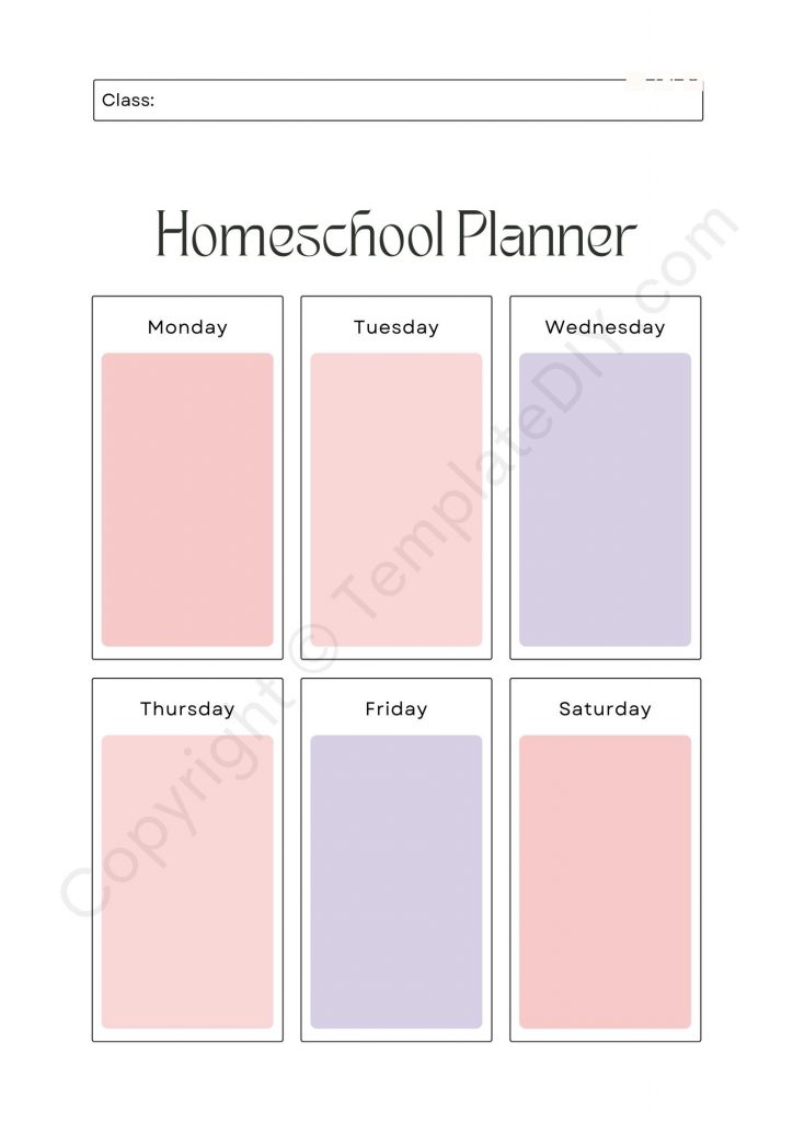 Homeschool Planner Blank Printable Template PDF, Word