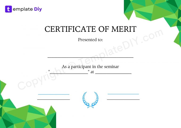 Certificate of Merit Template Printable in PDF, Word