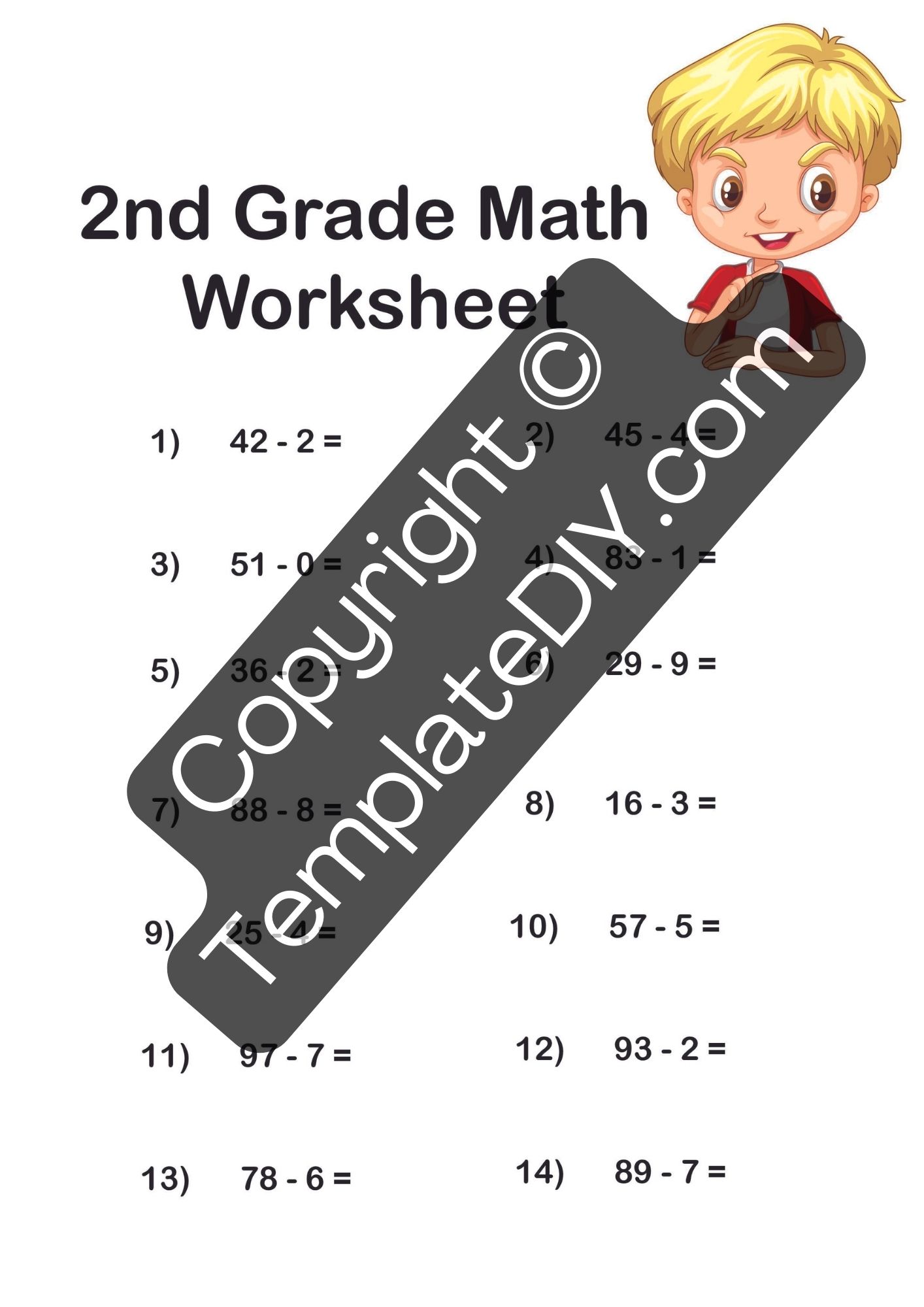 2nd Grade Math Worksheets Template Blank Printable Pdf