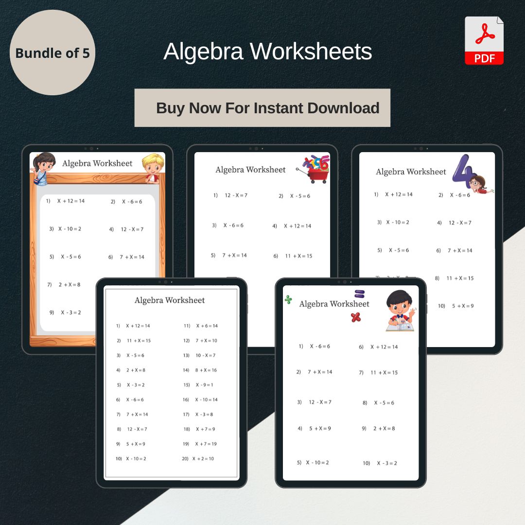 Algebra Worksheets Template Blank Printable PDF, Word