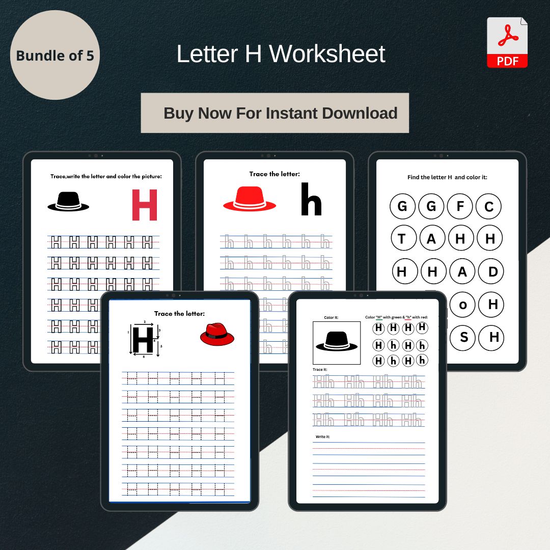 Letter H Worksheets Template Blank Printable PDF, Word