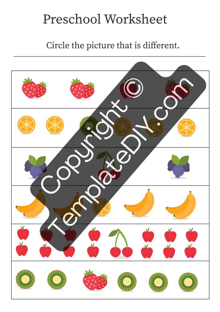 Preschool Worksheets Template Blank Printable PDF, Word