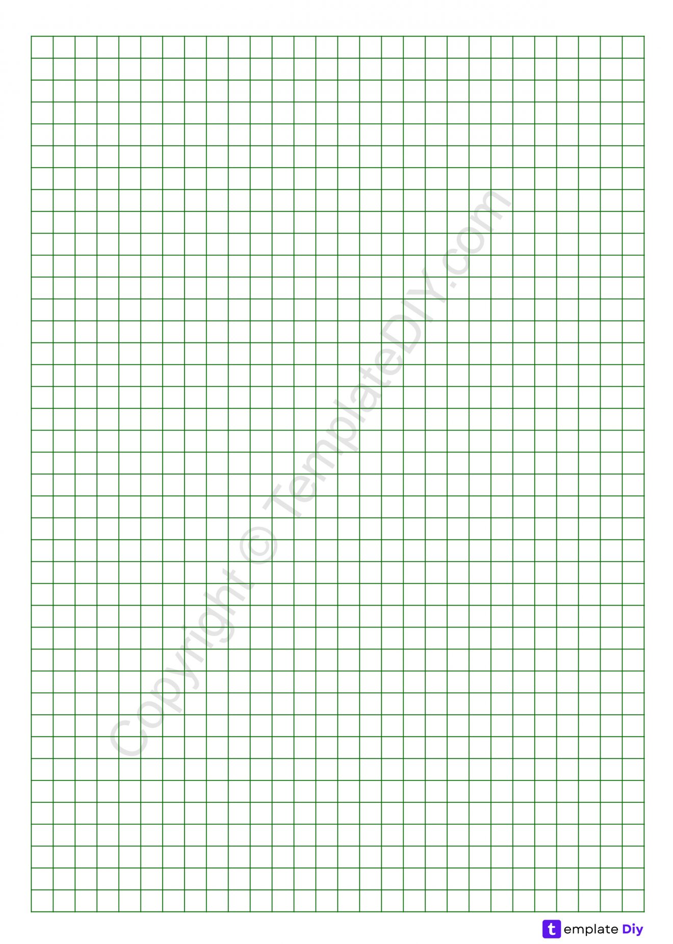 Green Graph Paper/Grid Paper Printable Template in PDF
