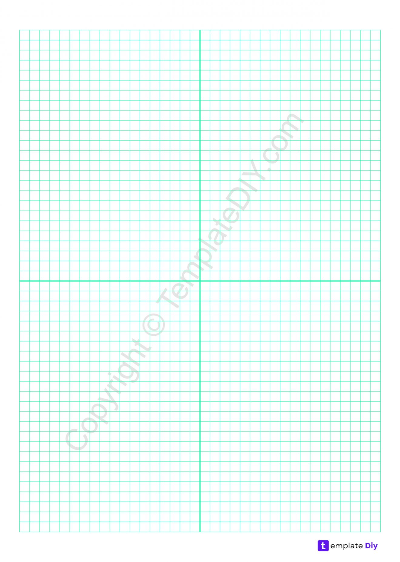 Green Graph Paper/Grid Paper Printable Template in PDF