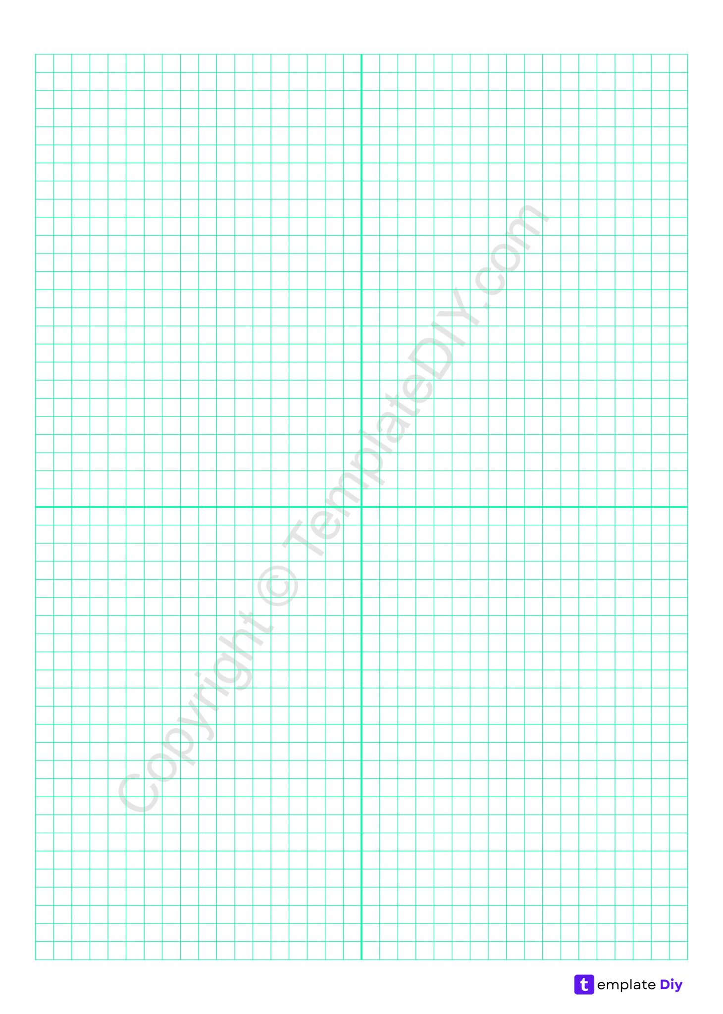 Green Graph Paper/Grid Paper Printable Template in PDF