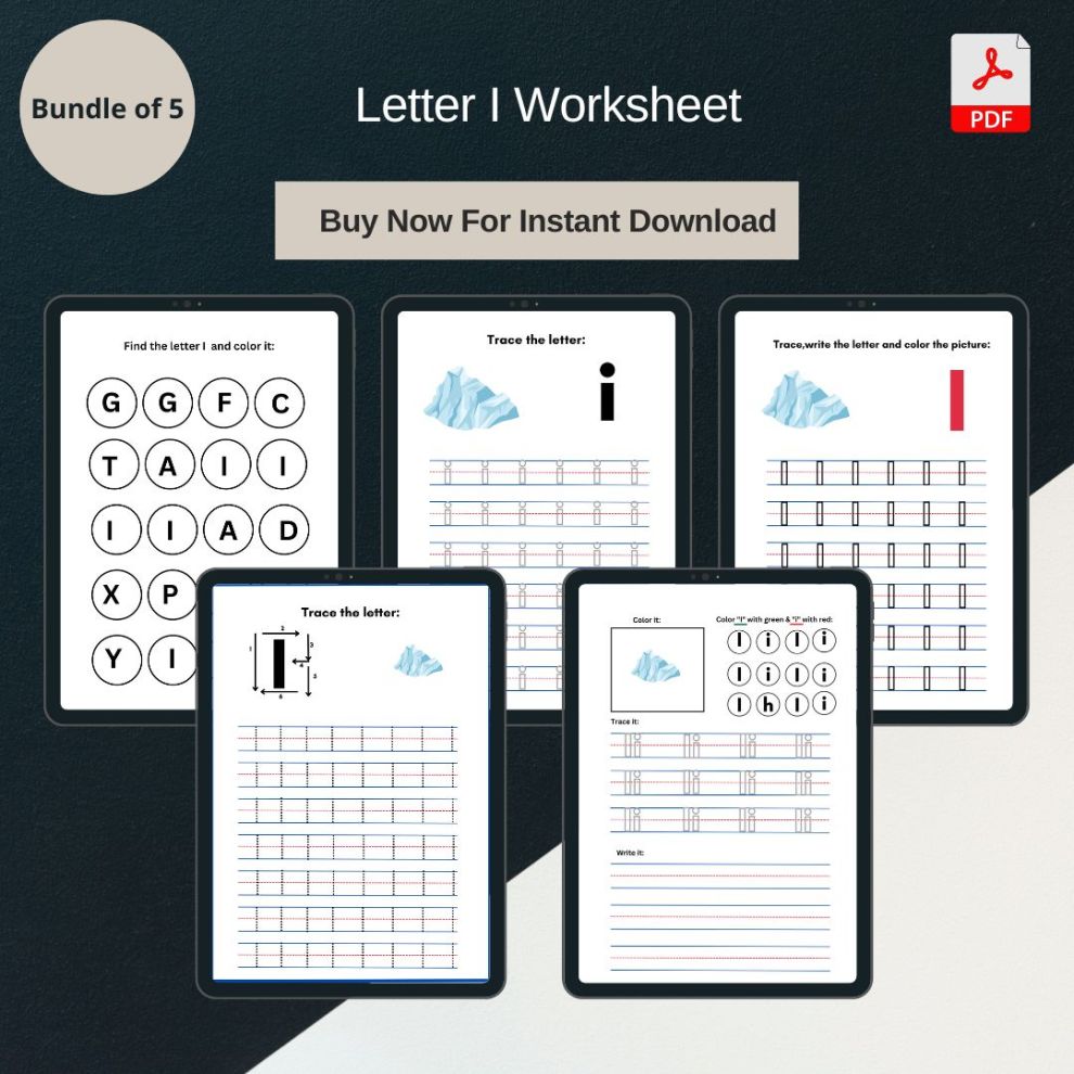 Letter I Worksheets Template Blank Printable PDF, Word