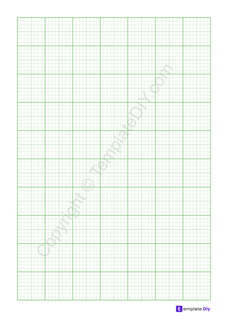 Green Graph Paper/Grid Paper Printable Template in PDF