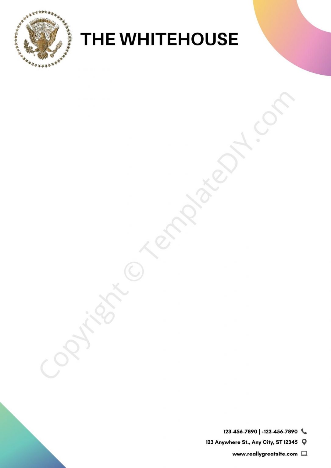Editable White House Letterhead Template for Professional Use