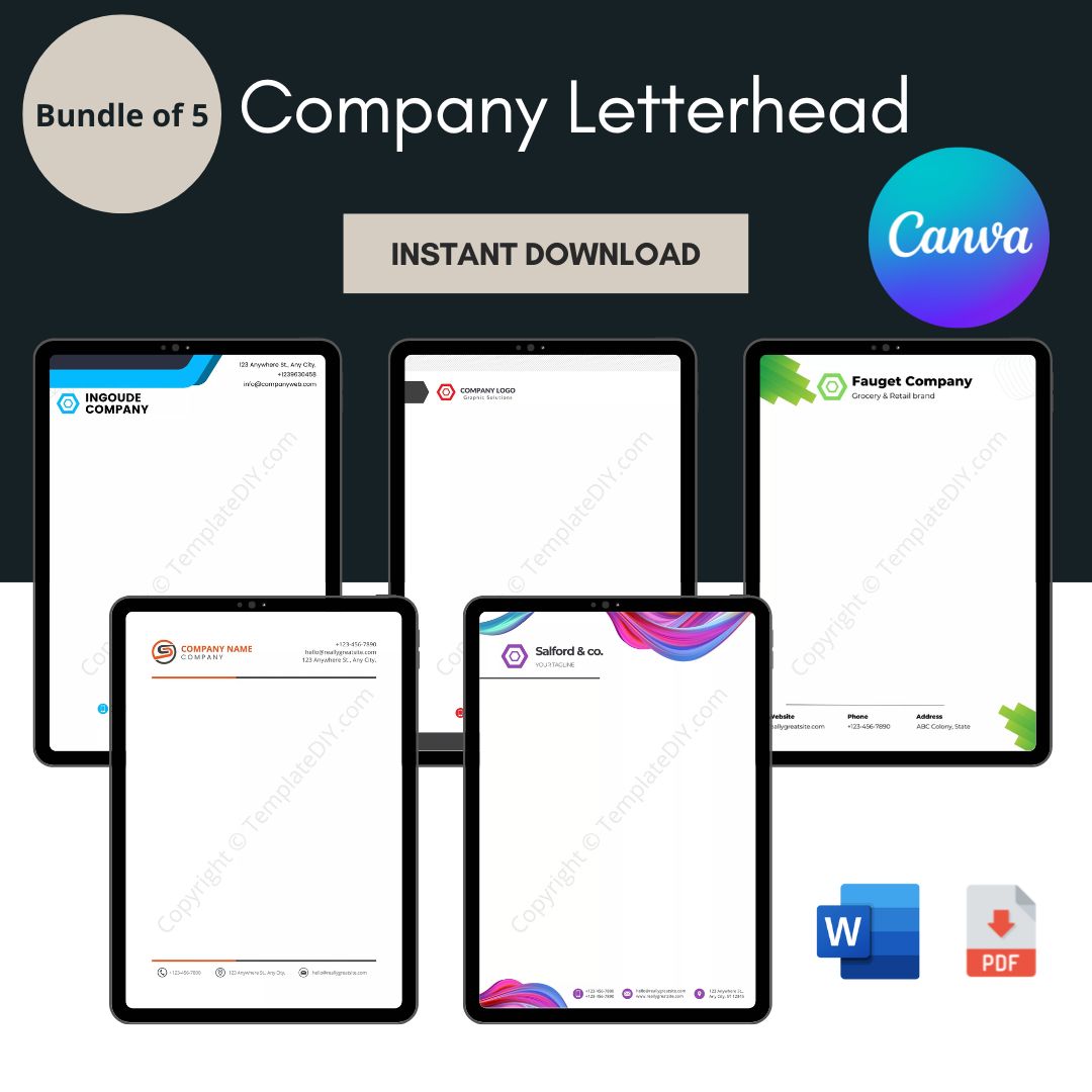 Bank Letterhead Template – Editable Printable Word Format