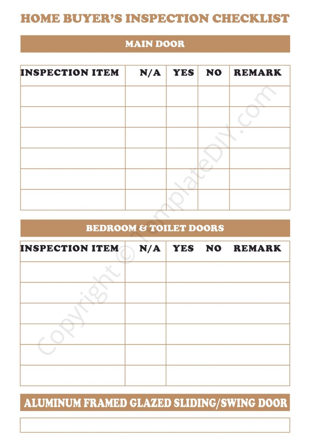Home Inspection Report Template Blank Printable PDF, Word