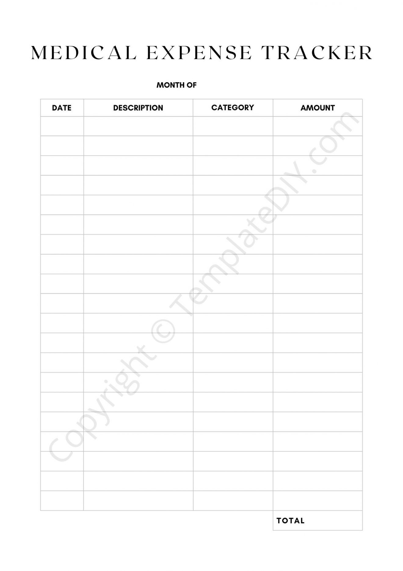 Medical Expense Tracker Printable Template in Pdf, Excel