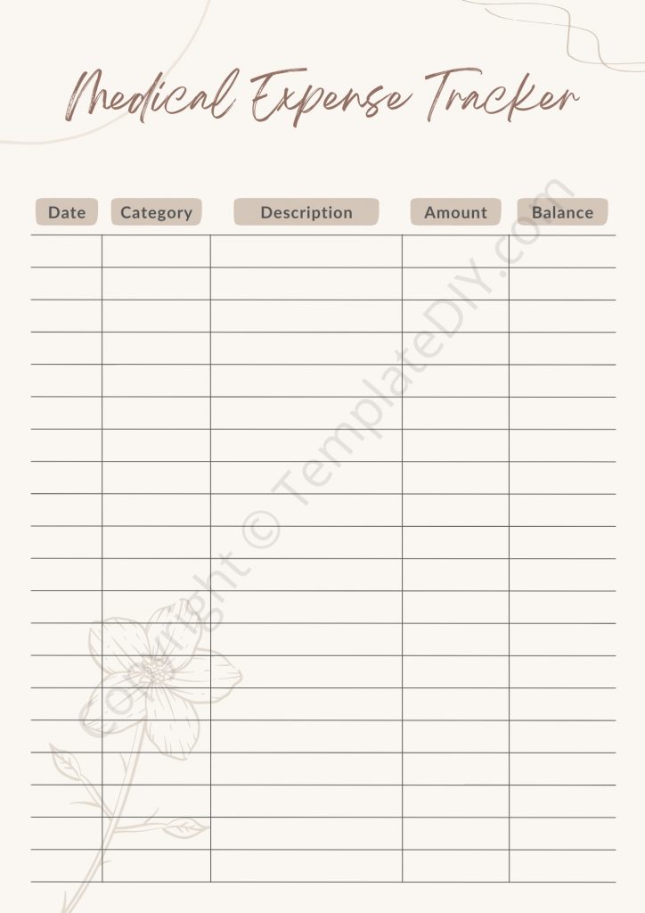 Medical Expense Tracker Printable Template in Pdf, Excel