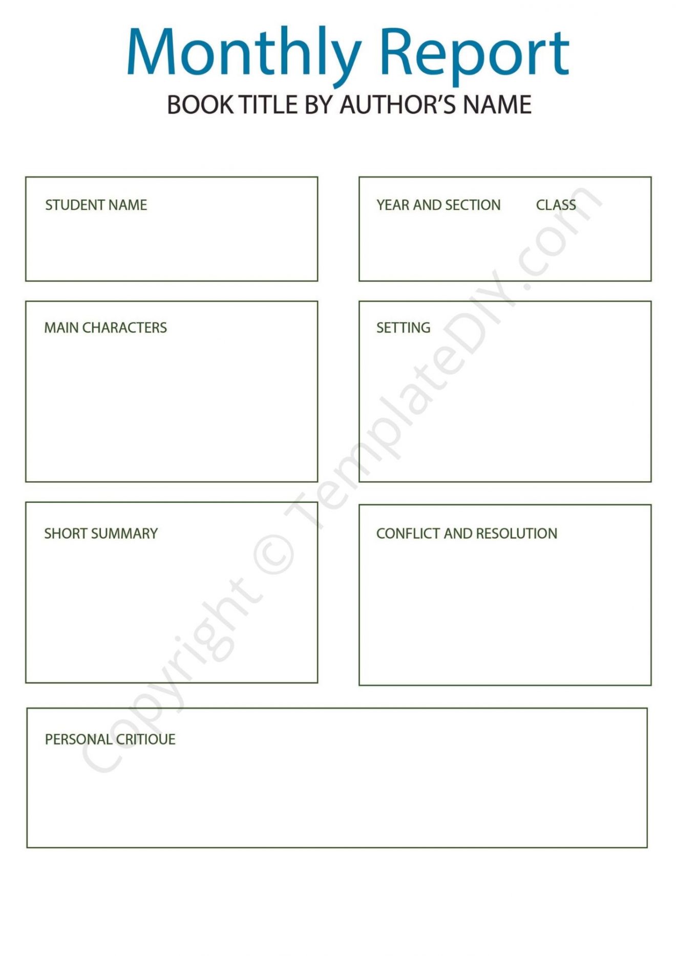 Monthly Report Template Blank Printable PDF, Word, Excel