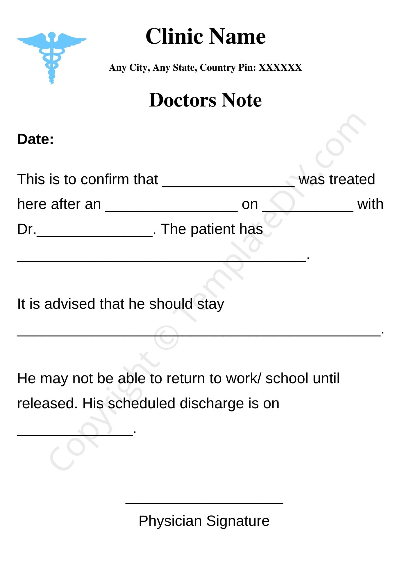 Real Doctor S Note For Work Template Printable Pdf Word Format
