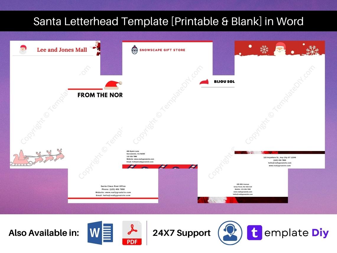 Santa Letterhead Template Printable Blank [Word Editable]