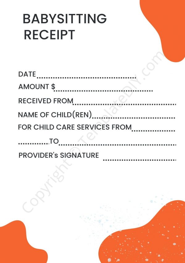 Babysitting Receipt Template Blank Printable Pdf Excel Word