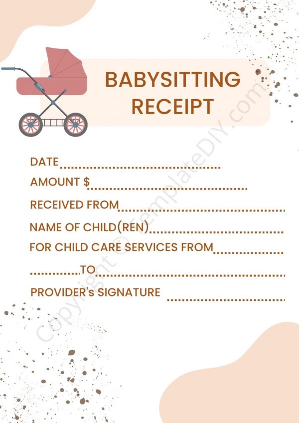 Babysitting Receipt Template Blank Printable Pdf Excel Word