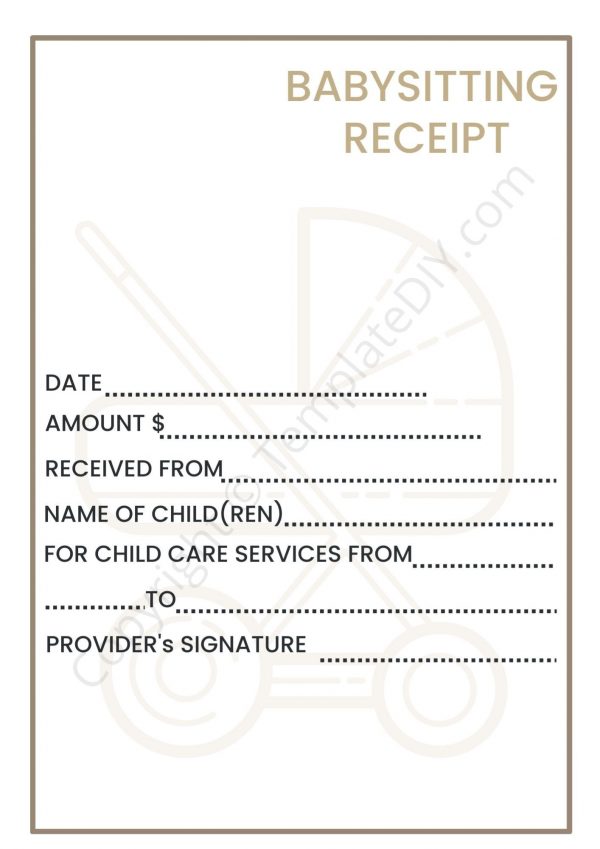 Babysitting Receipt Template Blank Printable Pdf Excel Word