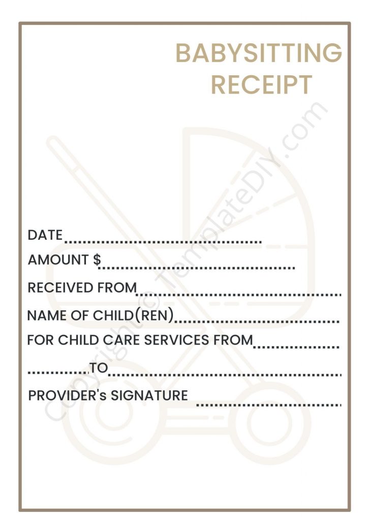 Babysitting Receipt Template Blank Printable Pdf Excel Word