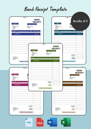 Bank Receipt Template Blank Printable Pdf, Excel, Word