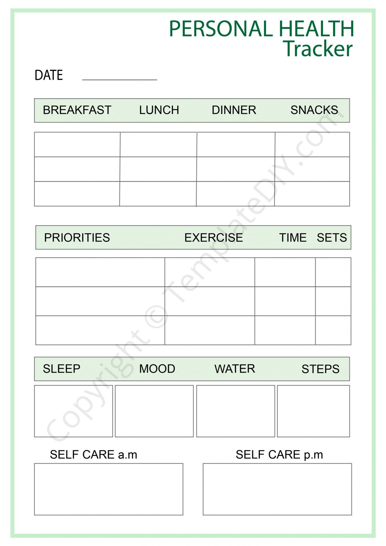 Personal Health Tracker Template Printable [Pdf Word]