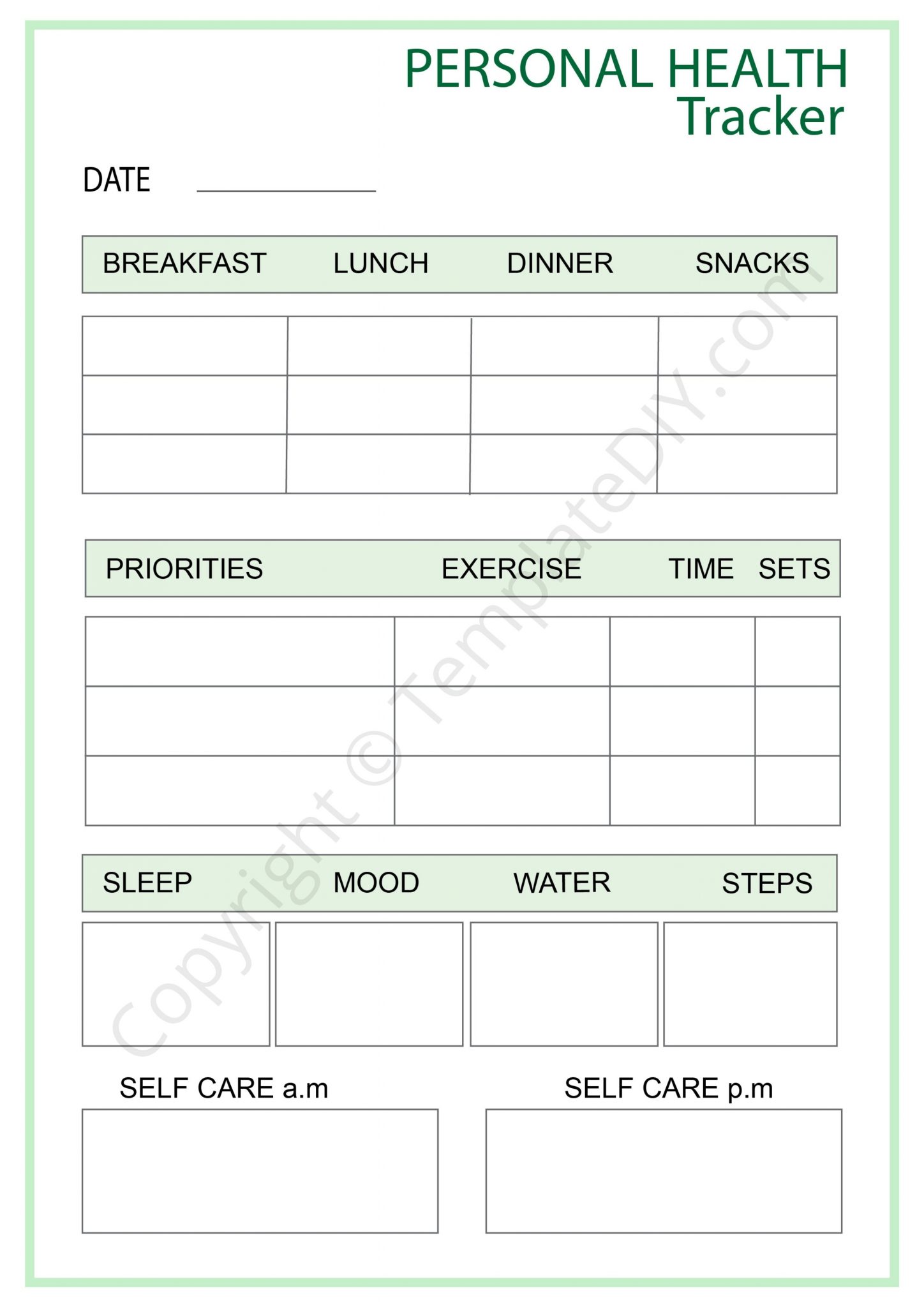 Personal Health Tracker Template Printable [Pdf Word]