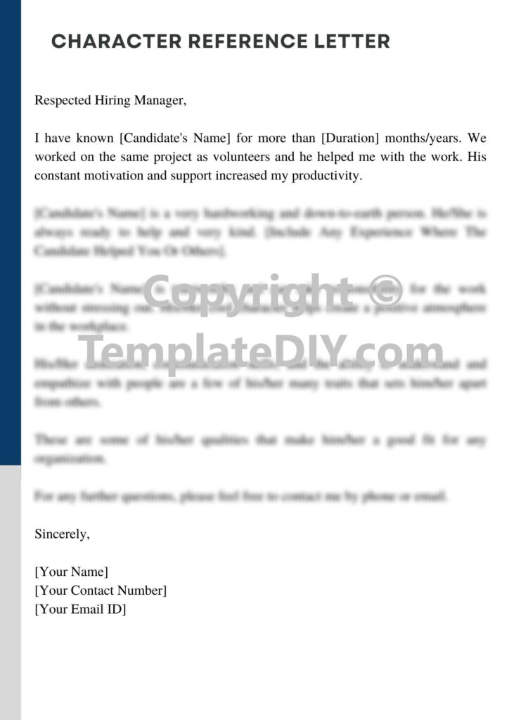 Character Reference Letter Sample Template in PDF, Word