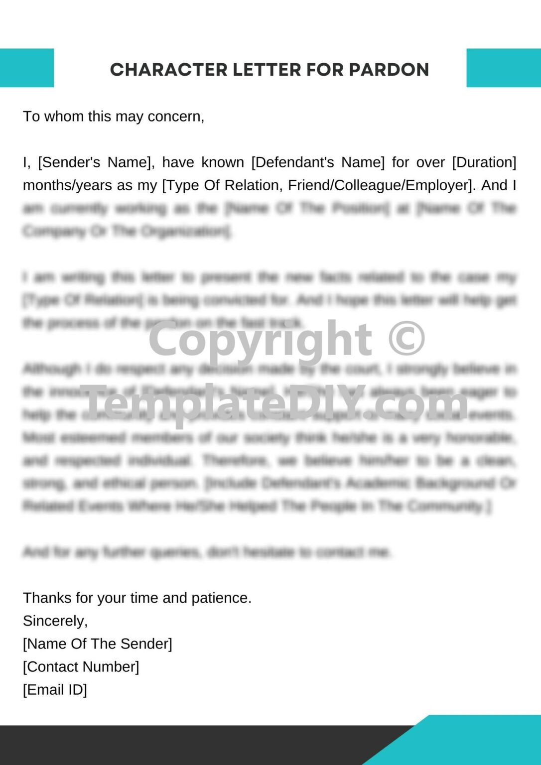 Character Letter for Pardon Template | PDF & Word Download