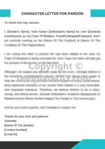 Character Letter for Pardon Template | PDF & Word Download