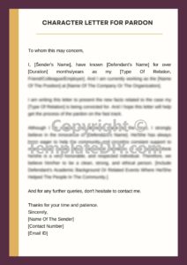 Character Letter for Pardon Template | PDF & Word Download
