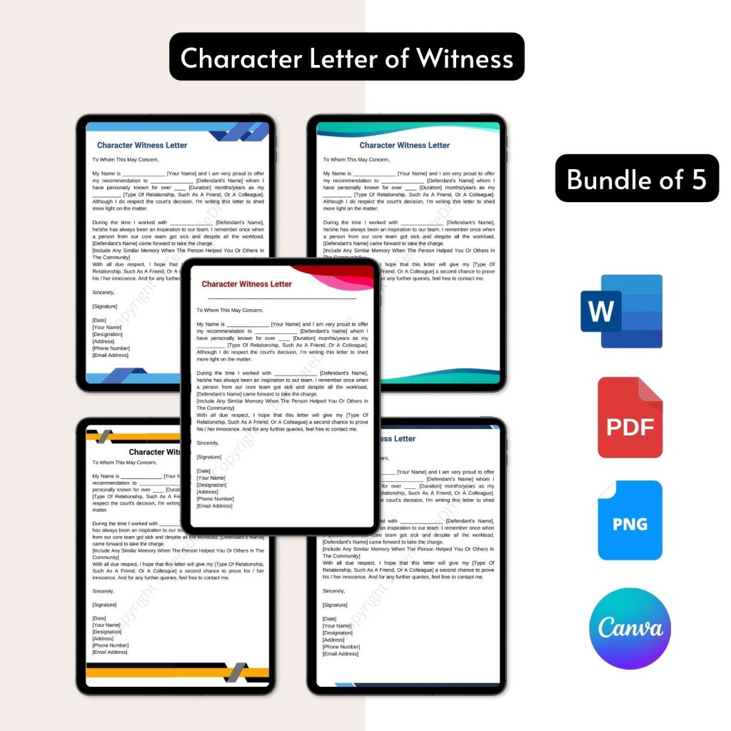Character Reference Letter for a Friend Sample in PDF, Word
