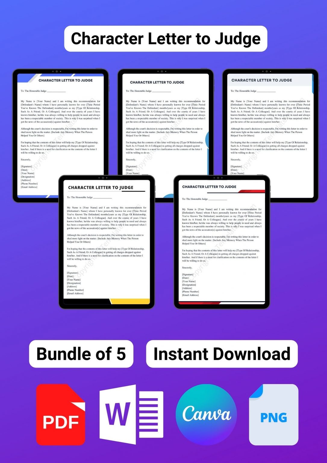 Character Letter to Judge Sample Template in Pdf, Word
