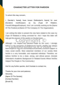 Character Letter for Pardon Template | PDF & Word Download
