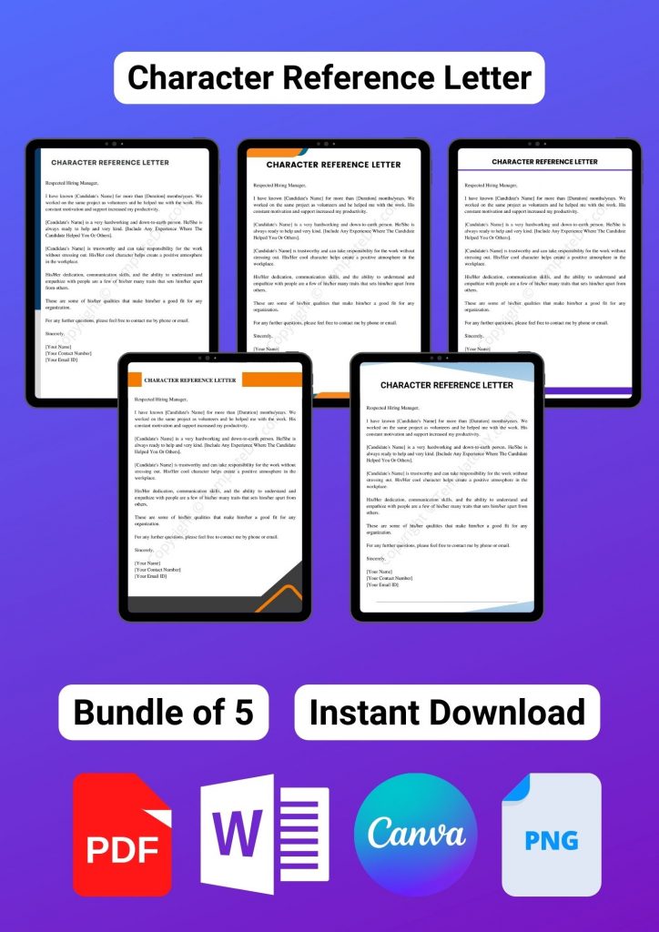 Character Letter of Recommendation Template | PDF & Word