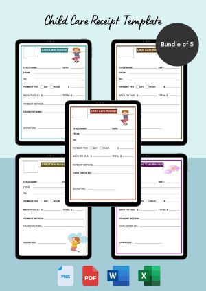 Child Care Receipt Template Blank Printable Pdf, Excel, Word